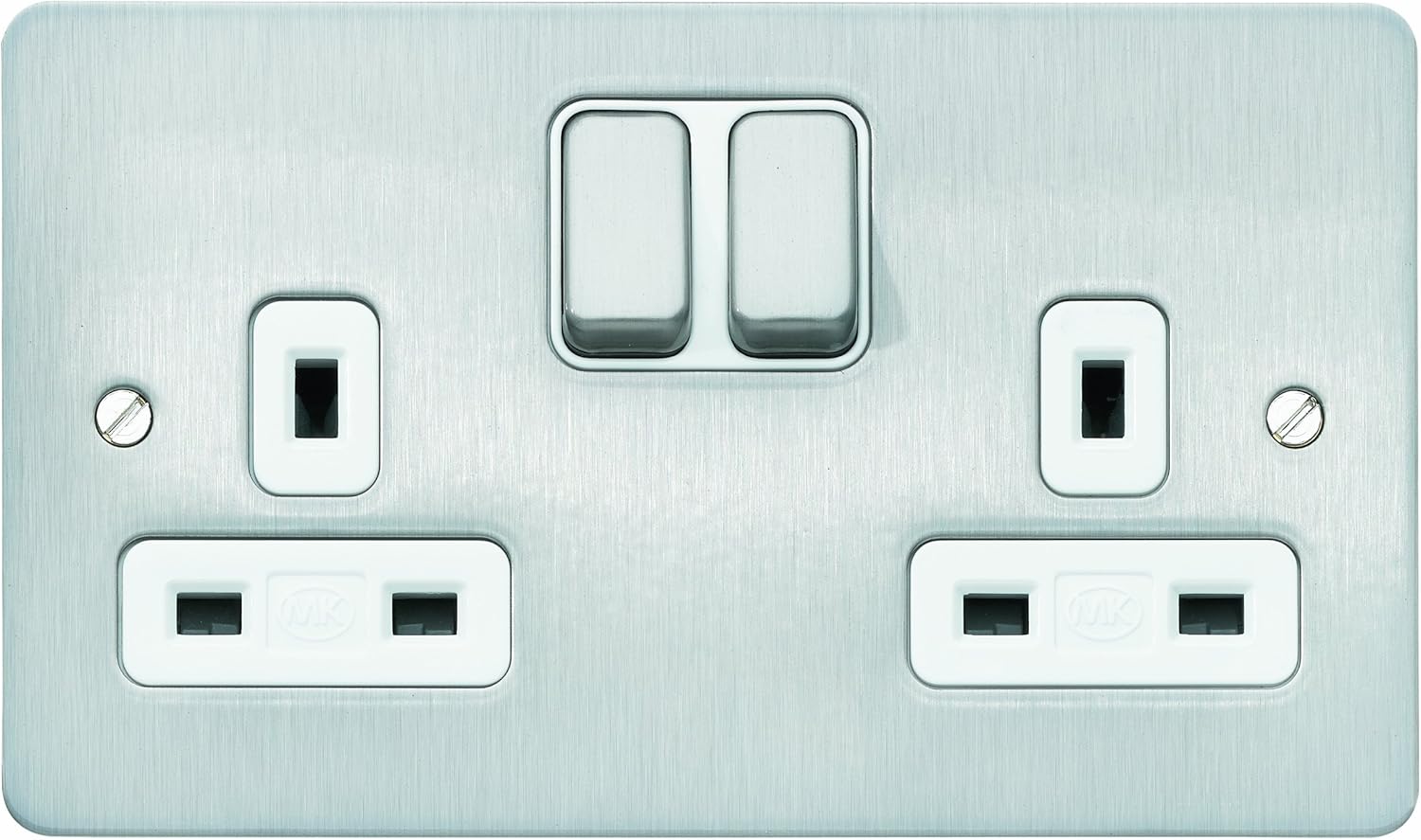 MK Edge K14347BRCW Double Switch Socket Dual Earth/ Double Pole ...