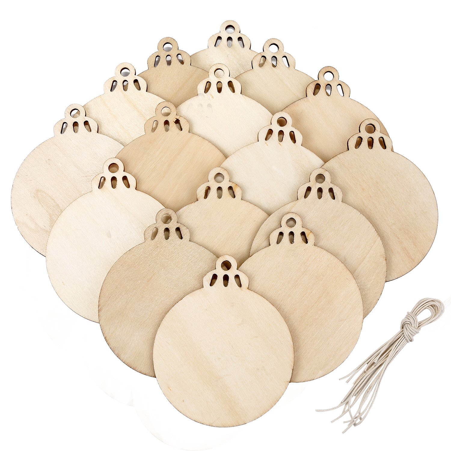 Wooden Pieces Crafts Wooden Round Baubles Hanging Christmas Tree MDF ...