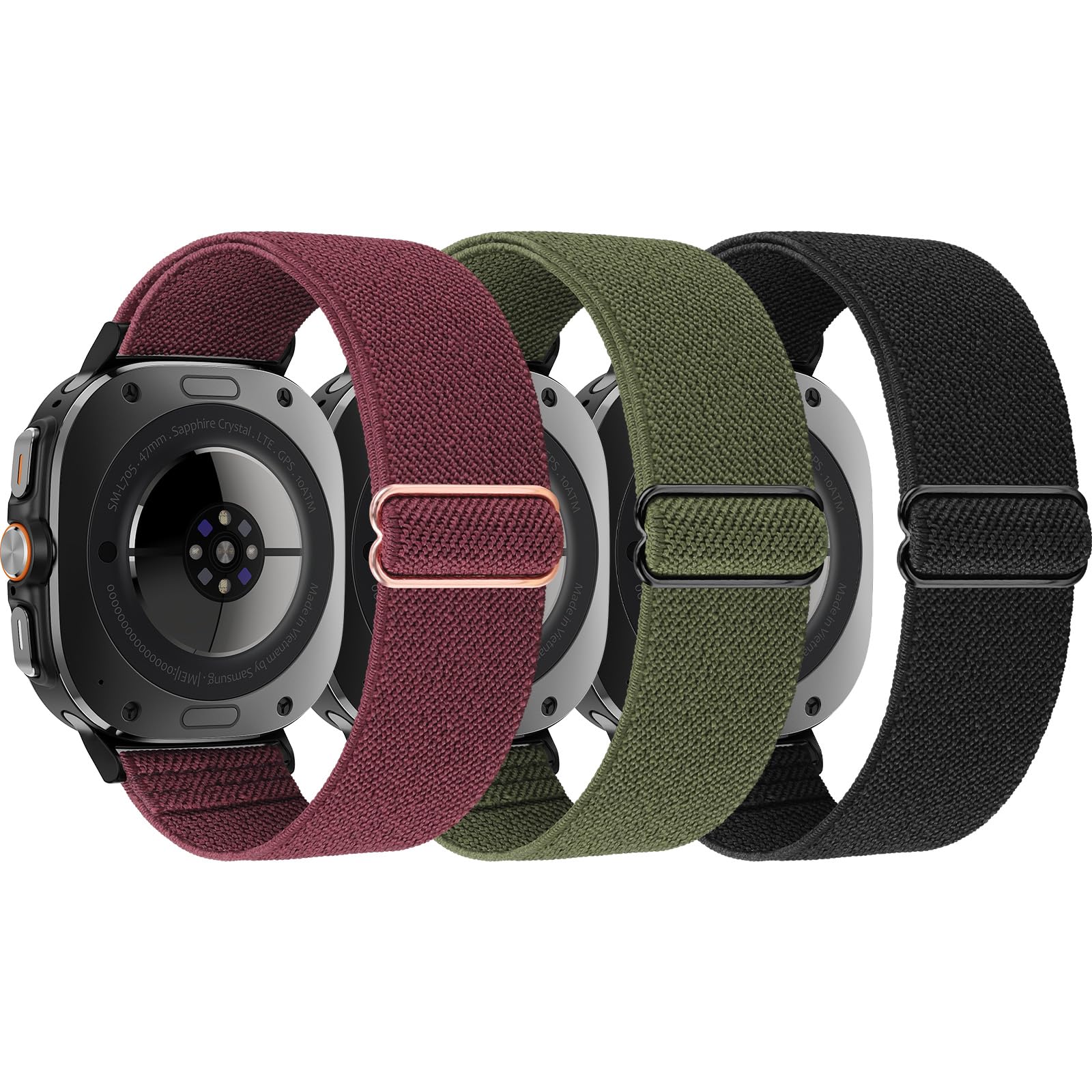 Elastic Nylon Band Compatible for Samsung Galaxy Watch Ultra Bands 47mm 2024, 3 Pack Adjustable ...
