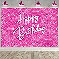 Amazon.com : Sensfun 7x5ft Glitter Hot Pink Birthday Backdrop Princess ...