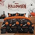 Amazon.com: Halloween Duvet Cover Set King Size Cobweb Bat Spider Black ...