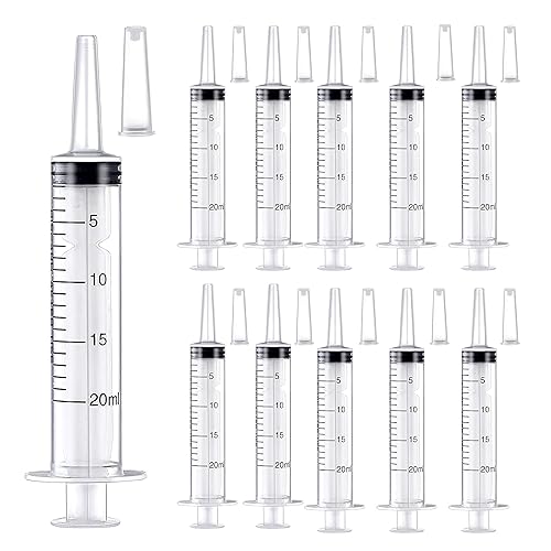 10 Pack 20ml Plastic Syringe, with Cap，Large Syringes Tools Catheter ...