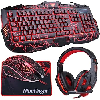 Amazon.com: SportsBot SS302 4-in-1 LED Gaming Over-Ear Headset Headphone, Keyboard, Mouse ...