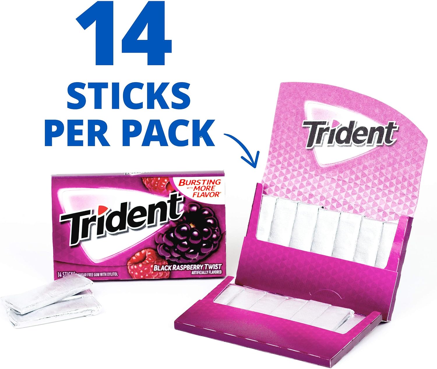 Trident Black Raspberry Twist Sugar Free Chewing Gum with Xylitol 14 ...