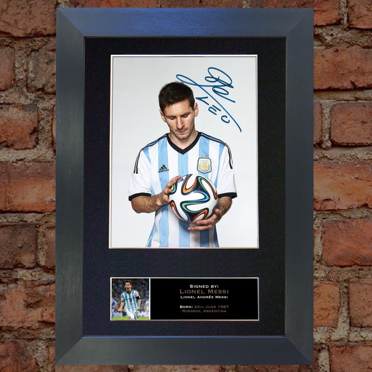 Amazon.com: LIONEL MESSI No2 Argentina Signed Autograph Mounted Photo ...