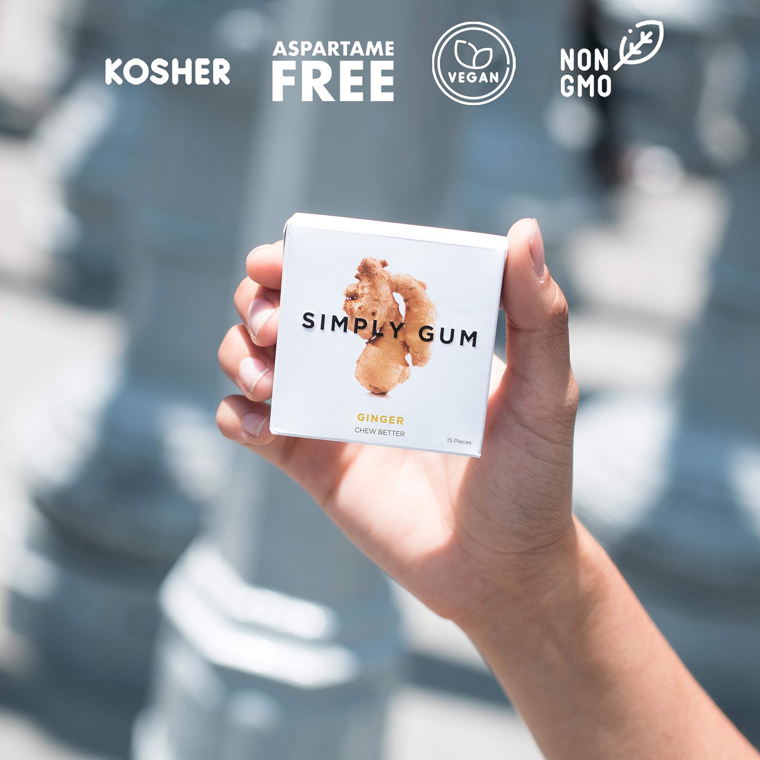 Simply Gum Natural Chewing Gum (Ginger, 15 Count (Pack of 6)) | Pricepulse