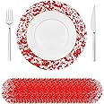 Amazon.com: yuuzue 30 Pcs Red Disposable Placemats 13 Inch Glitter ...