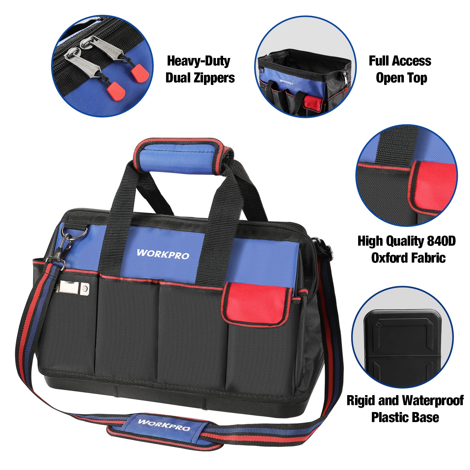 Mua WORKPRO Tool Bag, 18 Inch Tool Bag with Waterproof Molded Base ...
