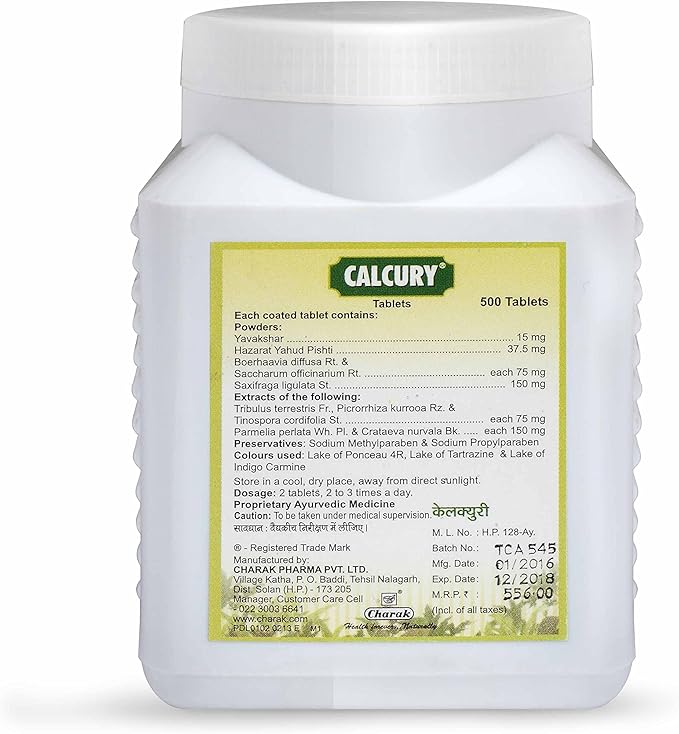 Charak Pharma Calcury Tablet for Urinary Calculus - 500 Tablets: Buy ...