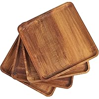 Amazon.com | Servappetit Acacia 9"x 9" Plates, 4 Pack, Handmade Richly ...