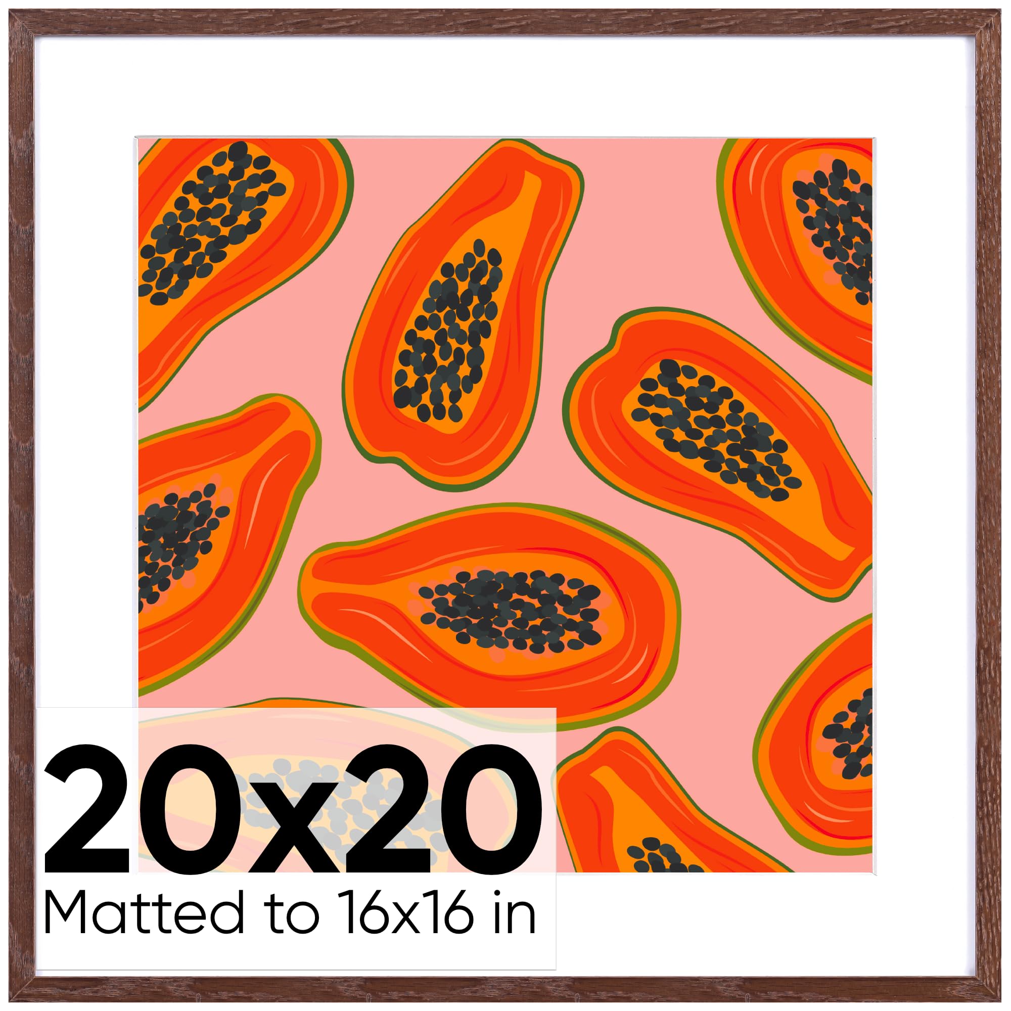 Homeforia 20x20 Wood Picture Frame Brown, Premium Dark Oak Wood Square ...