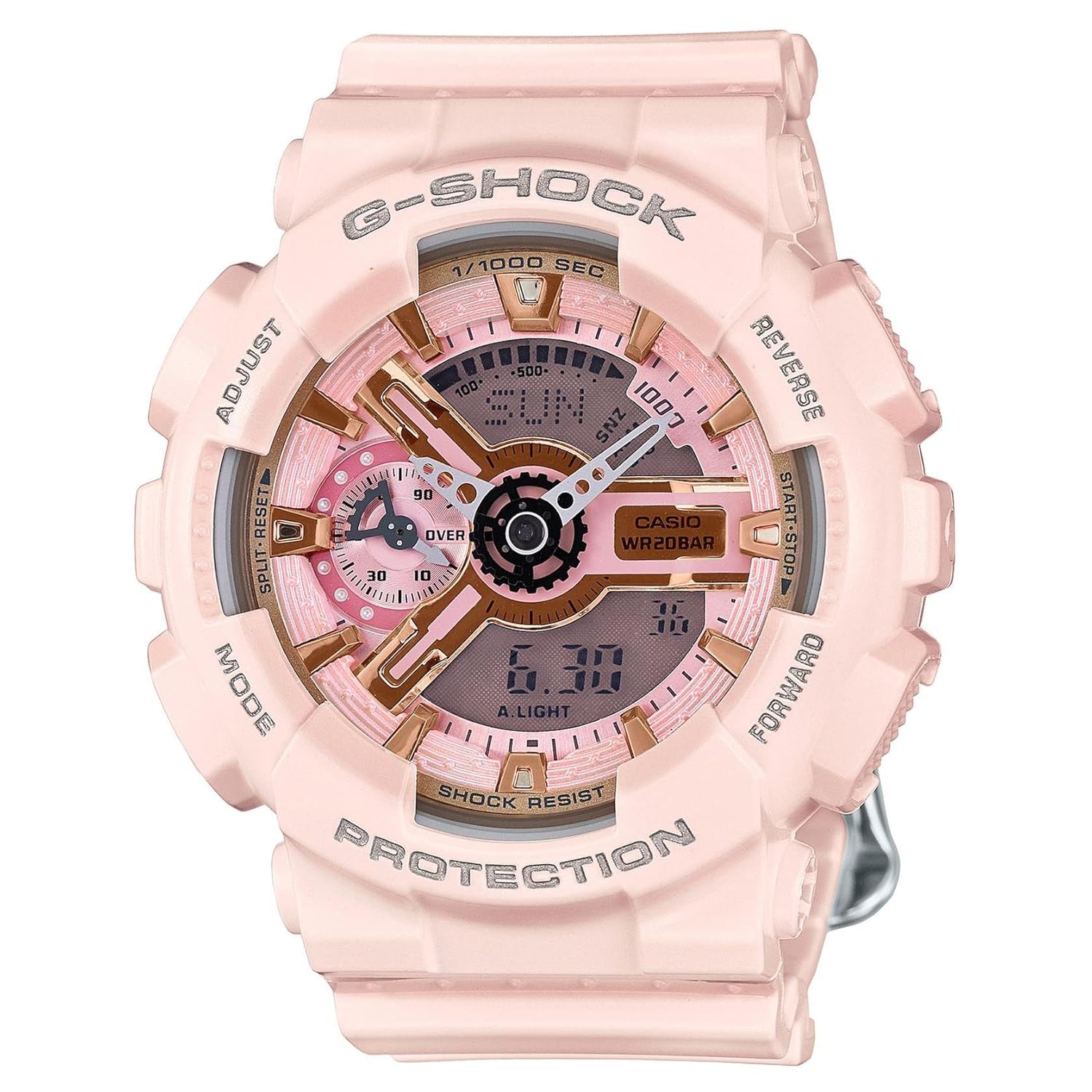 Amazon | Casio G-Shock Gold and Pink Dial Pink Resin Quartz Ladies ...