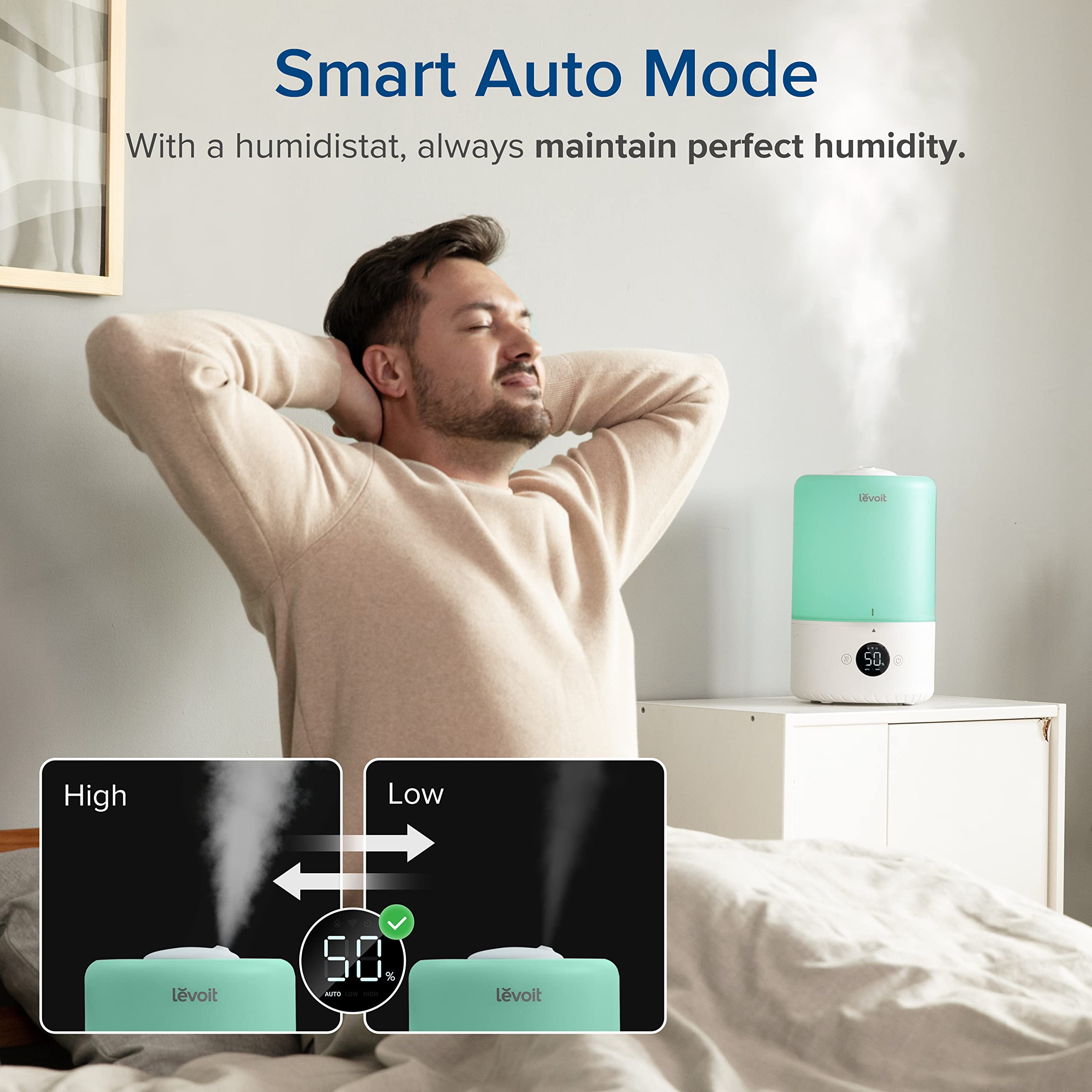 LEVOIT Humidificadores inteligentes de llenado superior de niebla fría ...