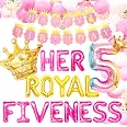 Amazon.com: Her Royal Fiveness Birthday Decorations Crown Five Year Old ...
