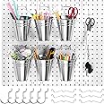 Amazon.com: 6 Pcs Metal Galvanized Buckets, 6 Sets Peg Board Tool ...