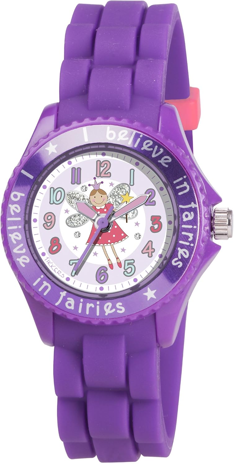 Children's Tikkers Girls Cute Fairy Watch Lilac/Purple Silicone Strap ...