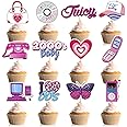 Amazon.com: 48 Pcs Y2k 2000s Cupcake Topper 00s Cake Decorations Paper ...