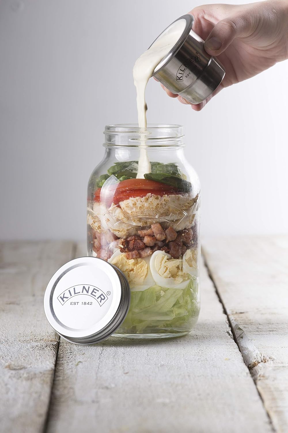 Kilner On The Go Lunchbox Salad Jar with Dressing Cup, 1L – BigaMart