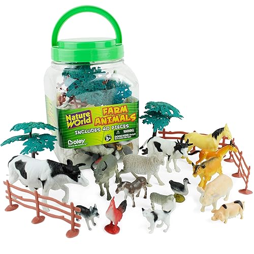 40-Piece Safari Animals Toy Set - Assortment of Miniature Plastic Toy ...