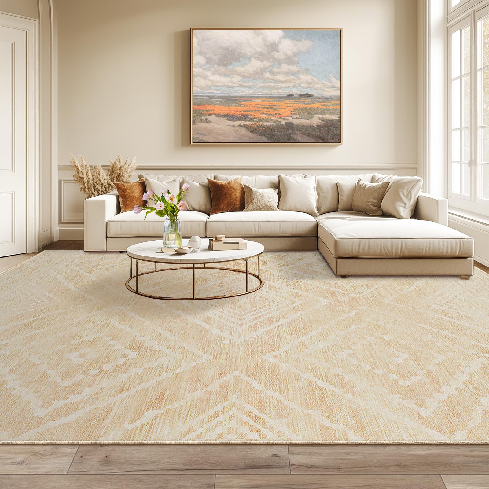 BESTSWEETIE 9x12 Area Rug Machine Washable Non-Slip Low Pile Print ...