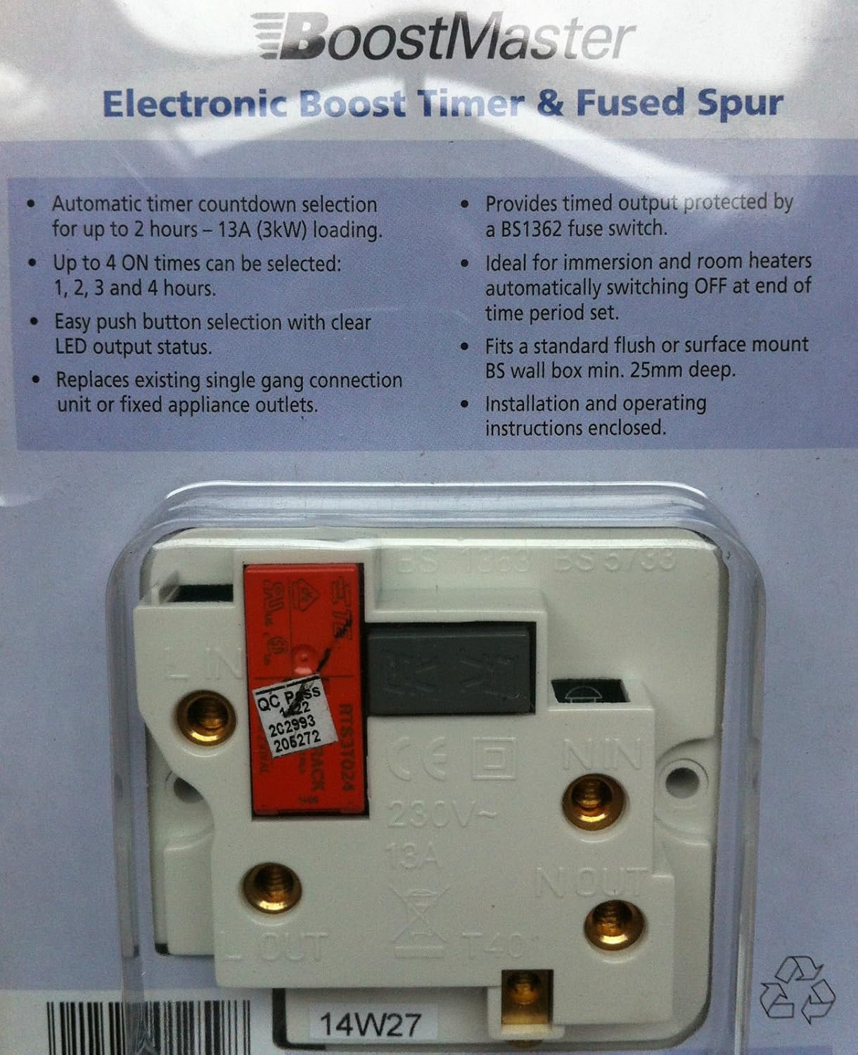 Electronic Boost Timer Switch Fused Spur Immersion Heating Energy ...