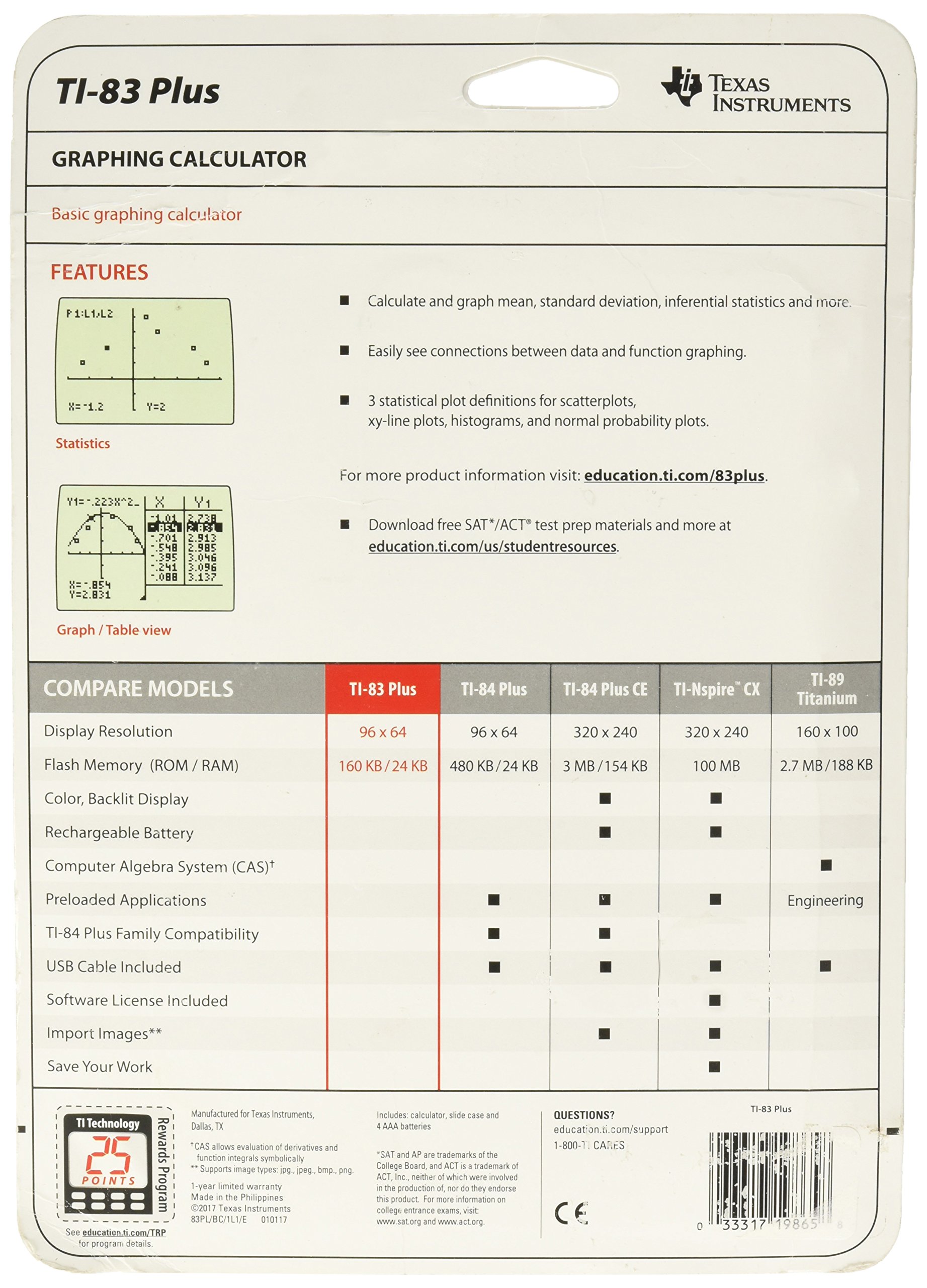 Texas Instruments TI-83 Plus Graphing Calculator, Gray, Standard