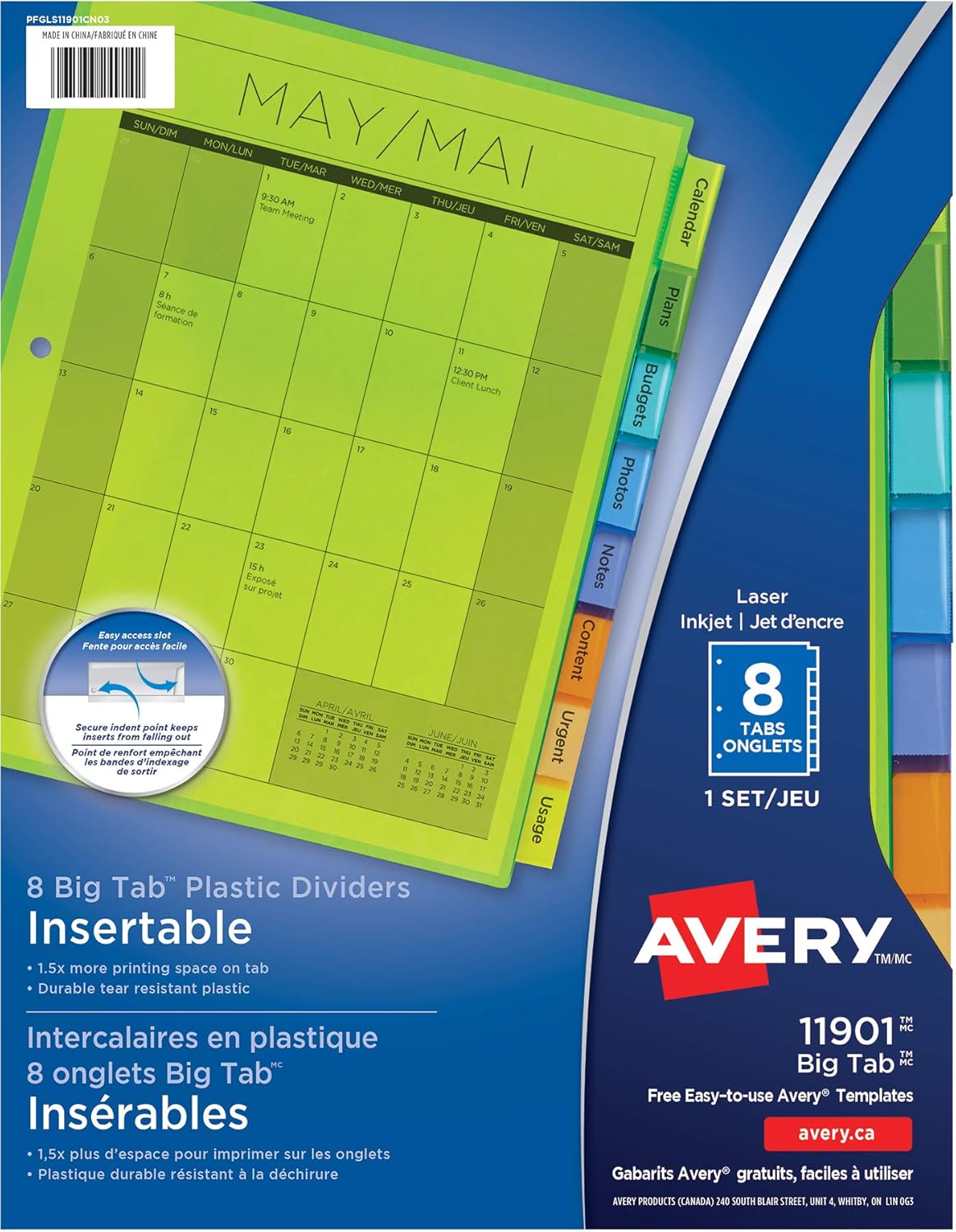 Avery Big Tab Insertable Plastic Dividers 8 Tabs For Use With 8 5 X 