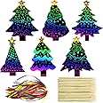 Amazon.com: Aviski 96Pcs Christmas Tree Scratch Paper Rainbow Color ...