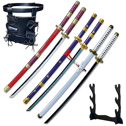 Anime Cosplay Roronoa Zoro 3-Piece Sword Set Katana 41 inches, Shusui ...