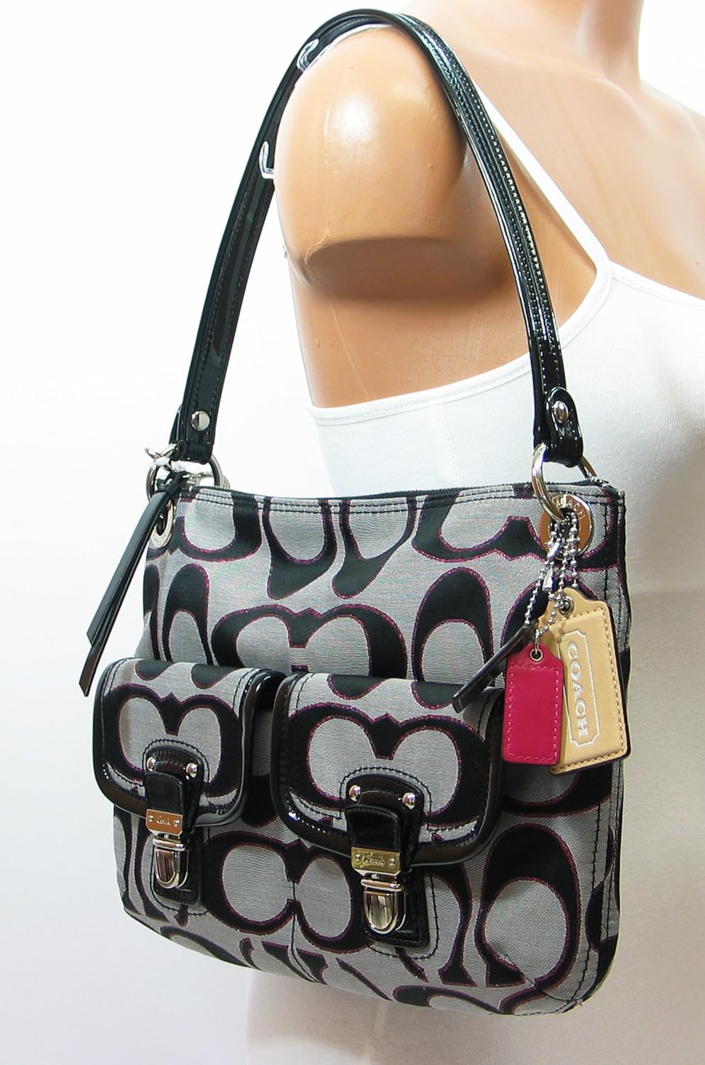 NEW AUTHENTIC COACH POPPY LUREX SIGNATURE POCKET HIPPIE BAG (Moonlight ...