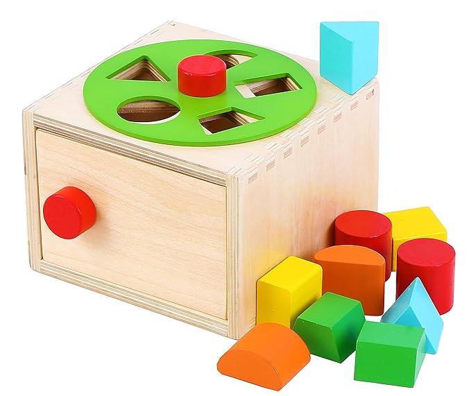 TOWO Wooden Shape Sorter Sorting Box with Rotating Wheel - Wooden Shape ...