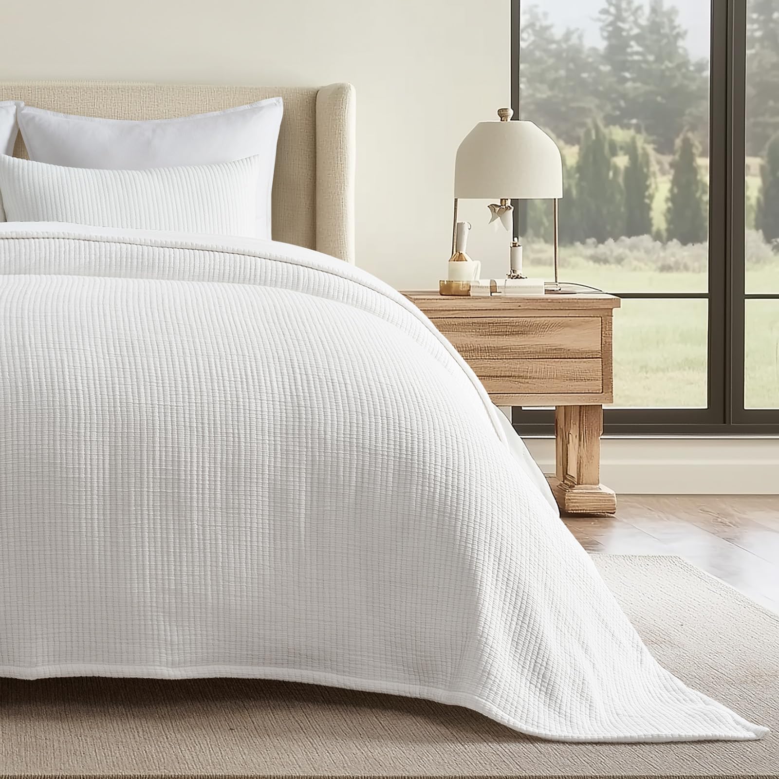 EVERGRACEHOME Cotton Gauze Full Queen Bedspread, Ultra Soft Prewashed ...