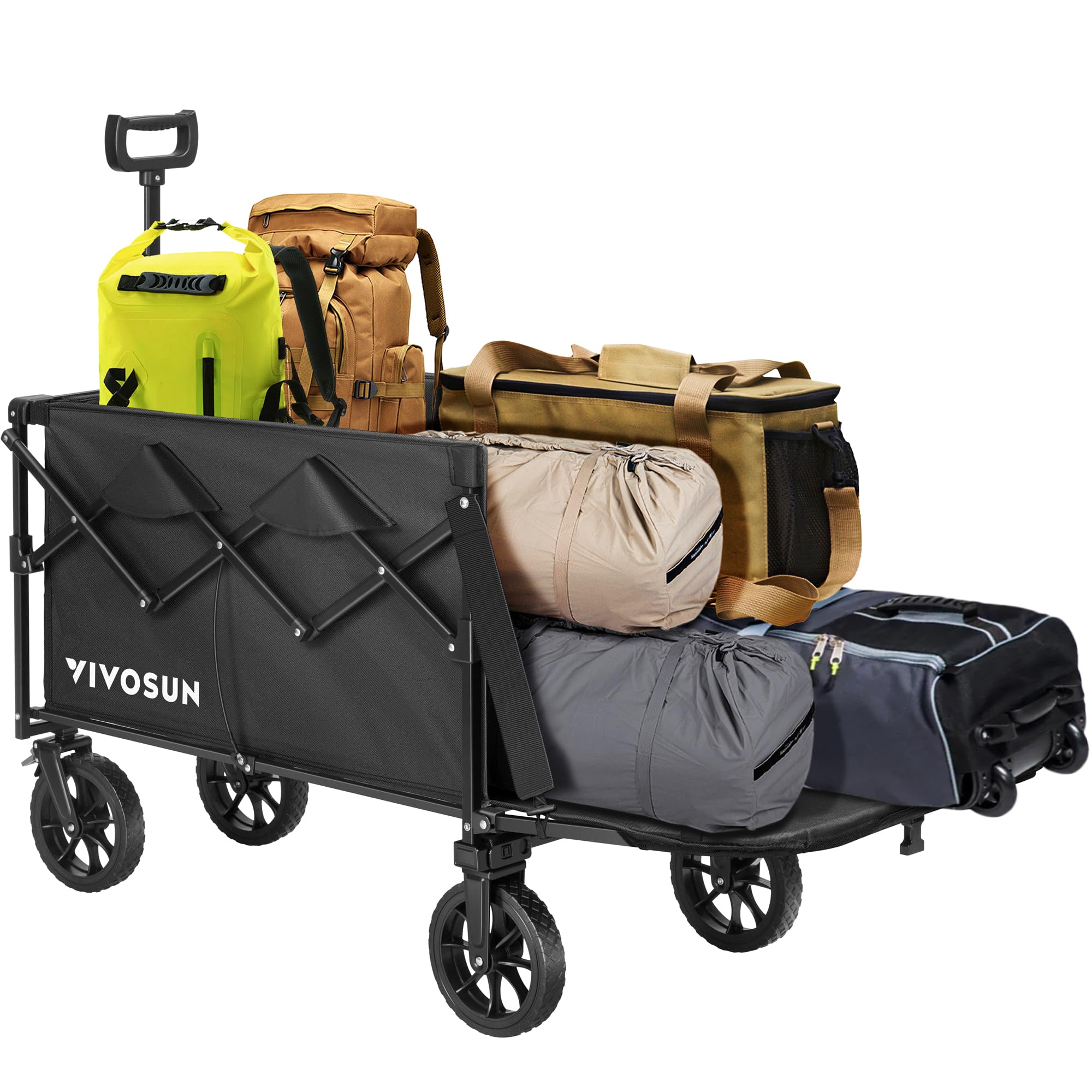 VIVOSUN Collapsible Wagon with Tailgate, 320lb Load-Bearing Outdoor ...