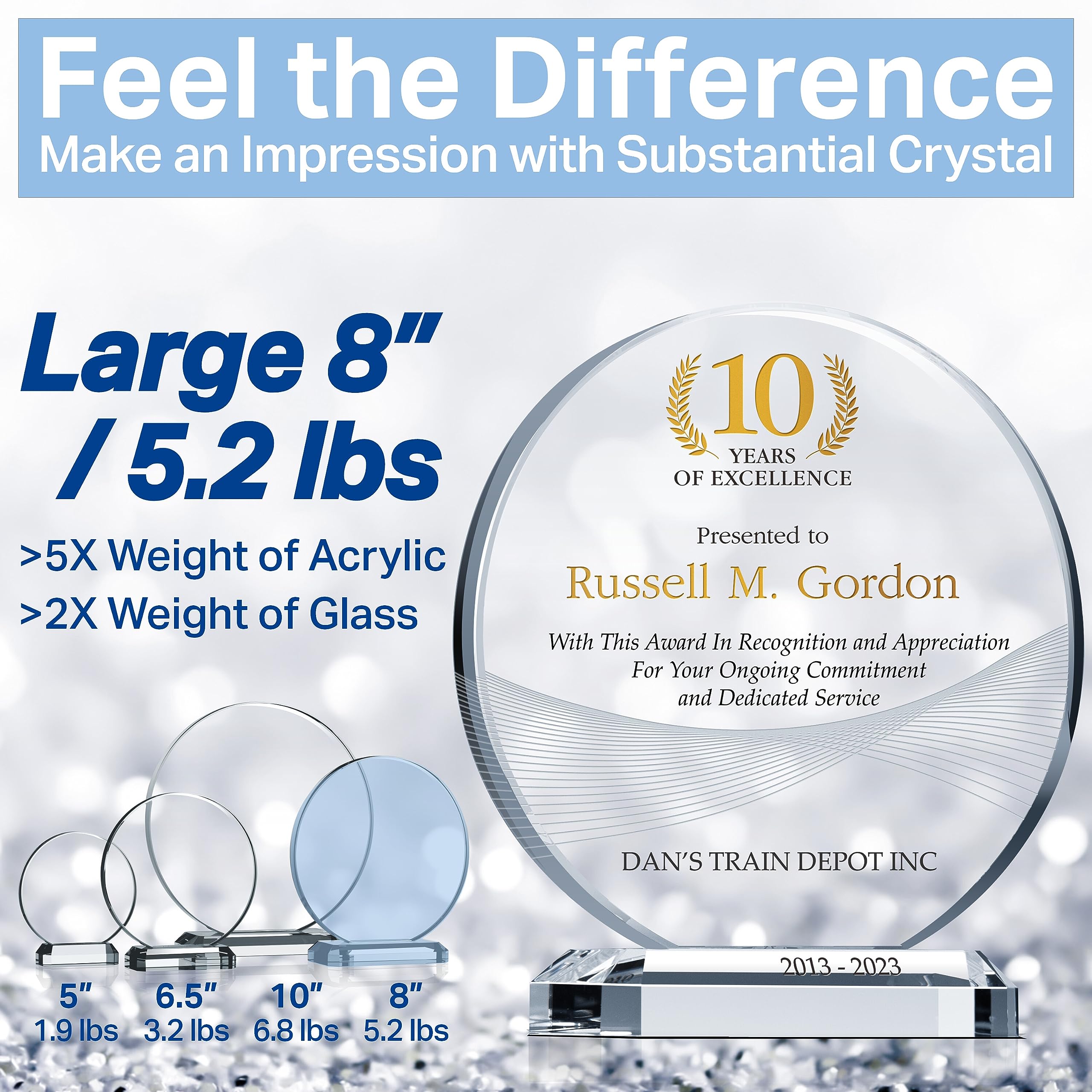 Mua Personalized Crystal Circle Employee Years of Service Award Plaque ...