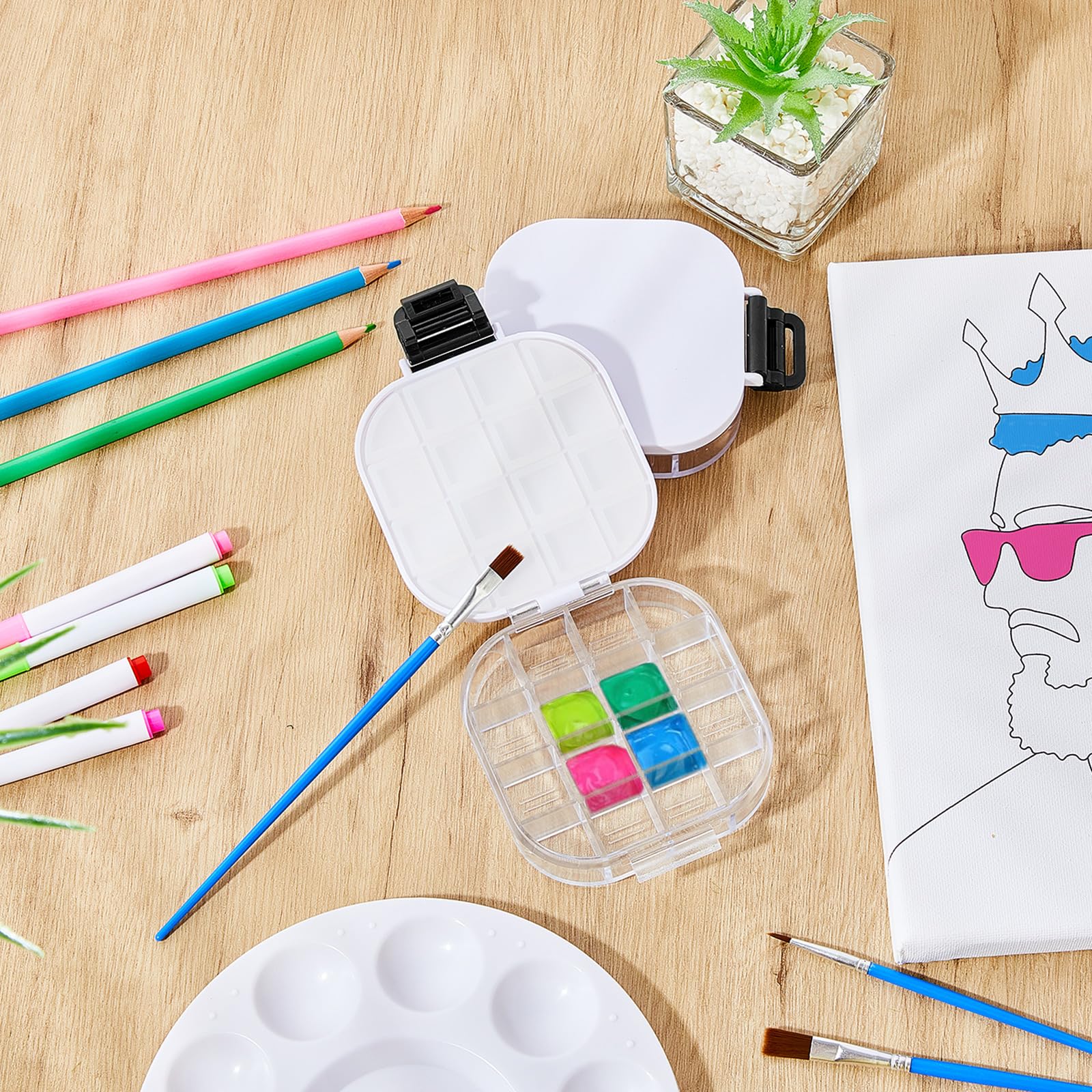 Mua Yeaqee 4 Pcs Airtight Paint Storage Palette Box 16 Wells Stay Wet 4 ...