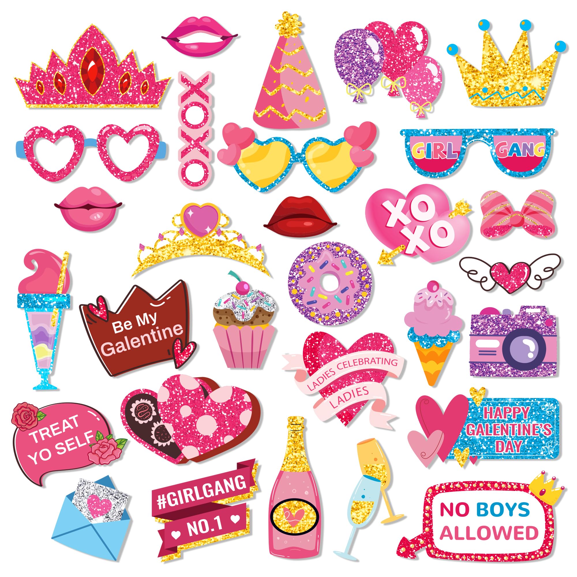 CC HOME 30Pcs Girls' Day Photo Booth Props, Pink Ladies Girl Gang Party ...