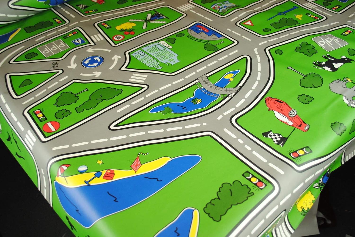 Karina Home Fun Childrens Road Map Kids PVC Wipe Clean Tablecloth ...