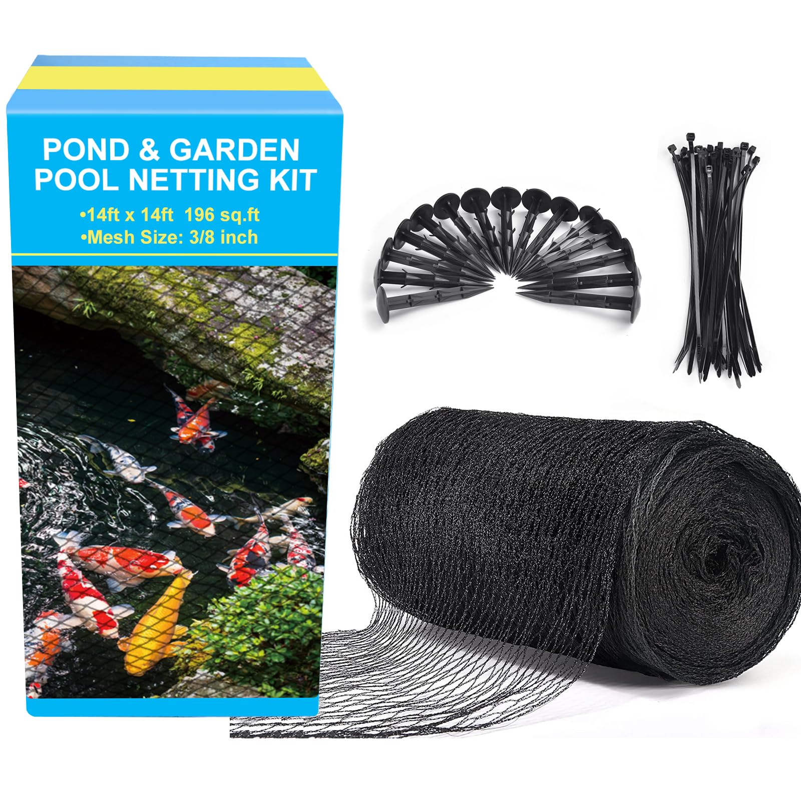 BUZIFU Pond Netting, 14 x 14 FT Pond Net for Koi Ponds, Garden Pool ...