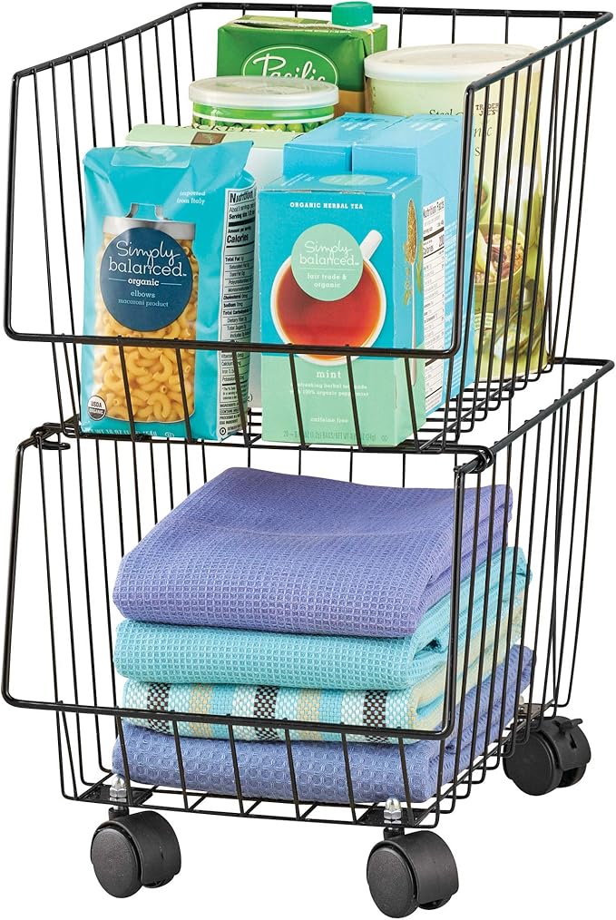 Amazon.com: Collections Etc Versatile & Stackable Metal Wire Storage ...