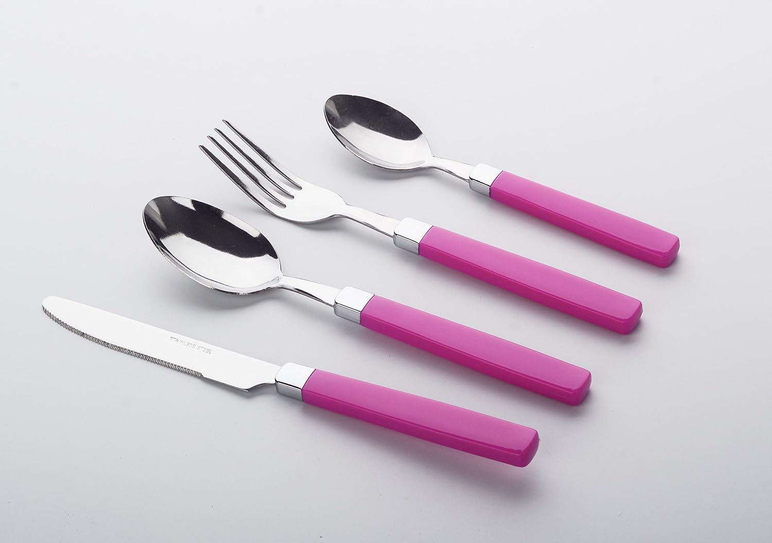 EXZACT Cutlery Set 16pcs Stainless Steel – Coloured Handles – 4 x Forks ...