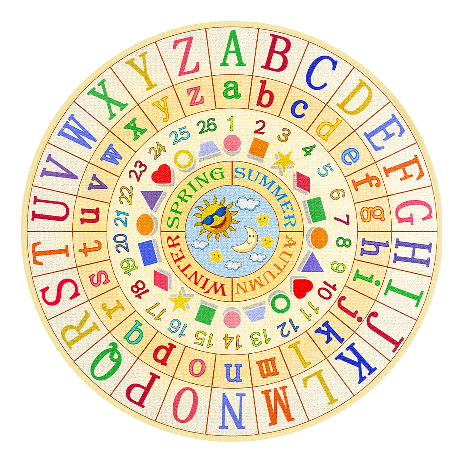 Booooom Jackson Kids Play Mat Alphabet Round Classroom Rug 6'6'' for ...