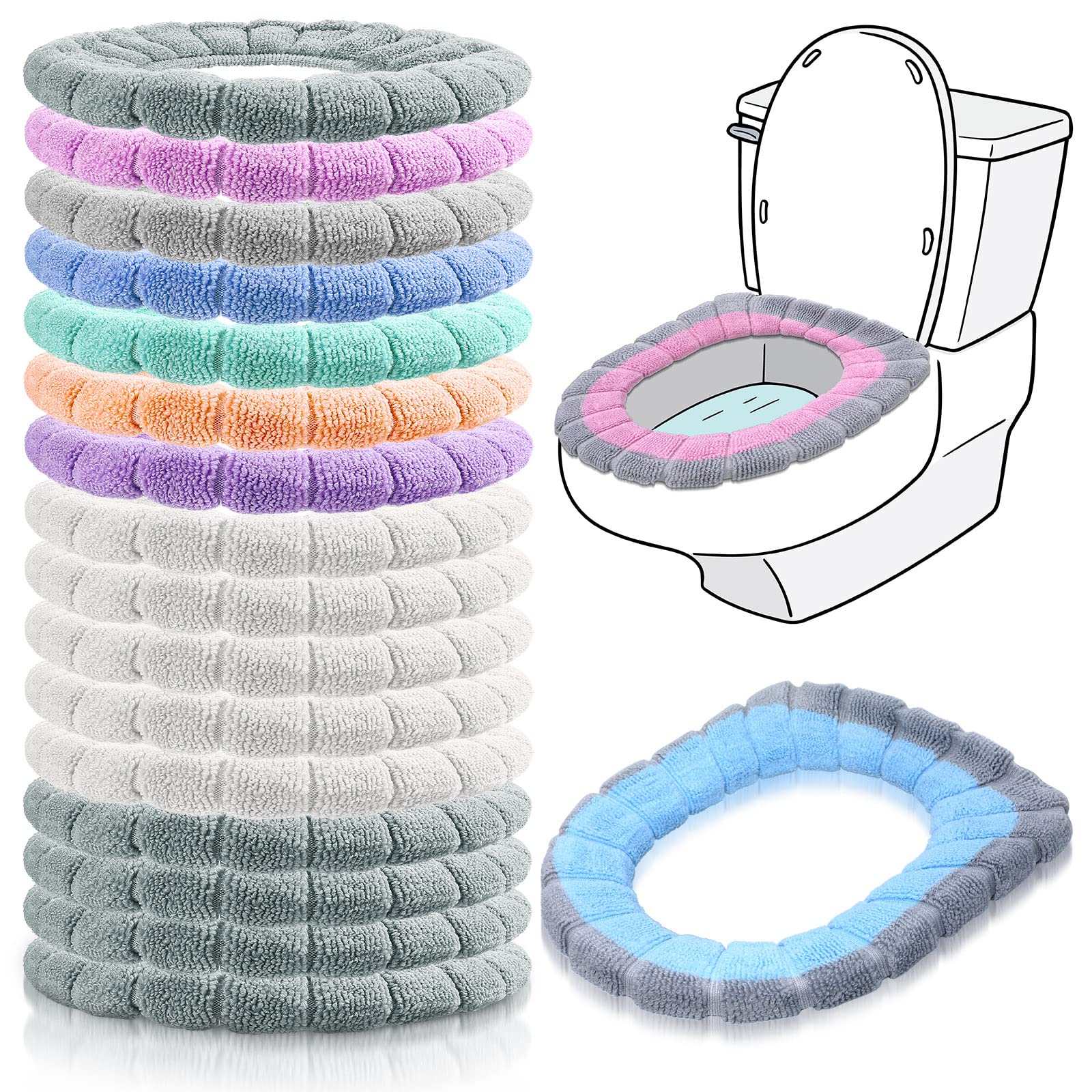 Reginary 16 Pcs Thicker Toilet Seat Cover Pads Bathroom Soft Toilet ...