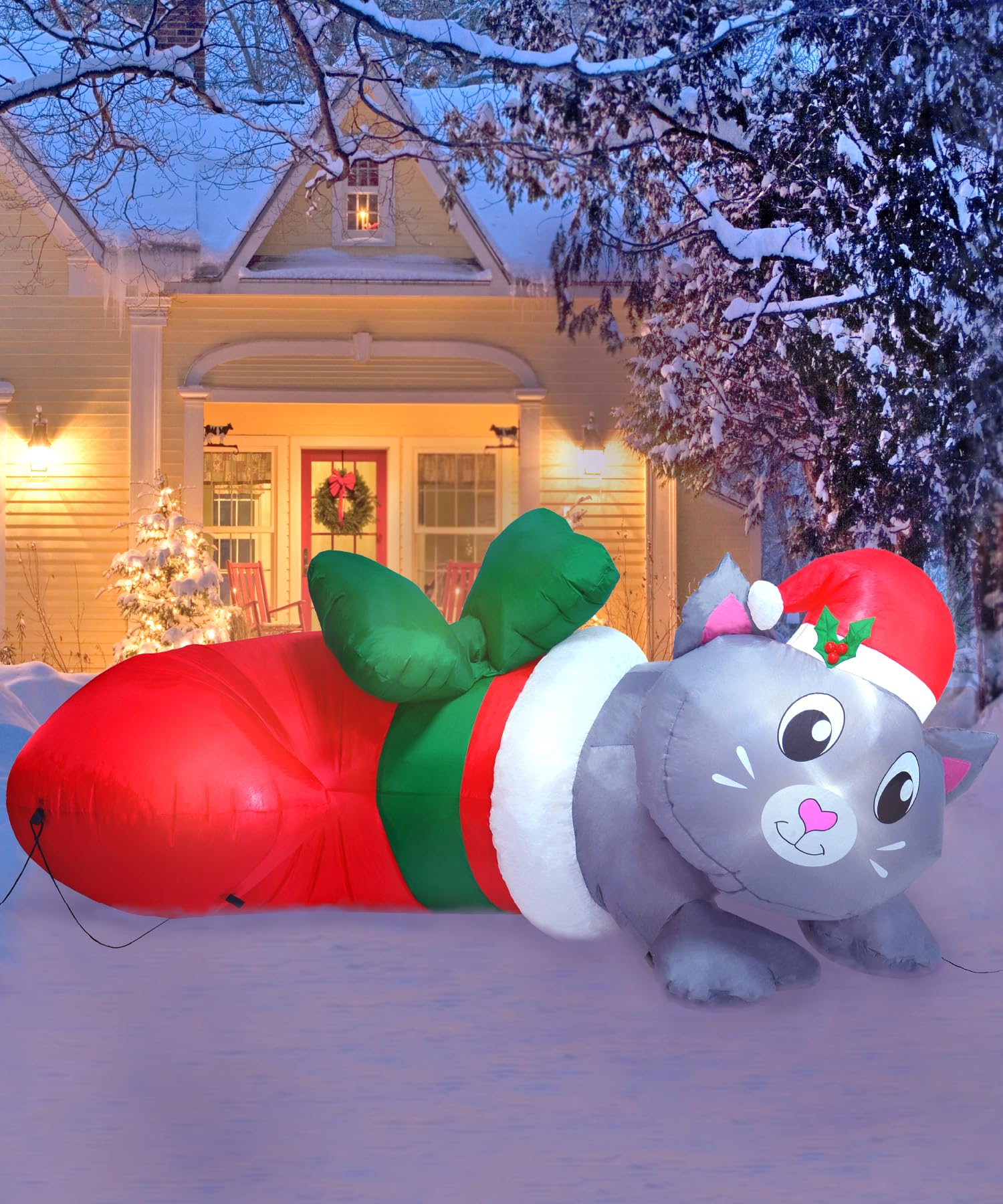 Holidayana 9 ft Christmas Inflatable Santa Riding Dragon Yard ...