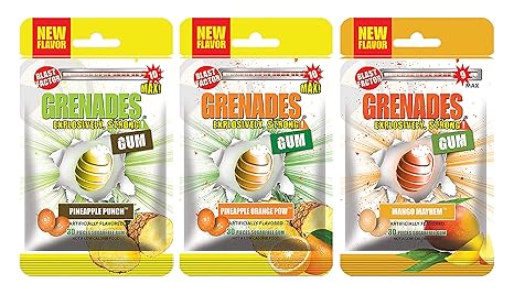 Amazon.com : Grenades Explosively Strong Mint Sugar-Free Gum - Intense ...