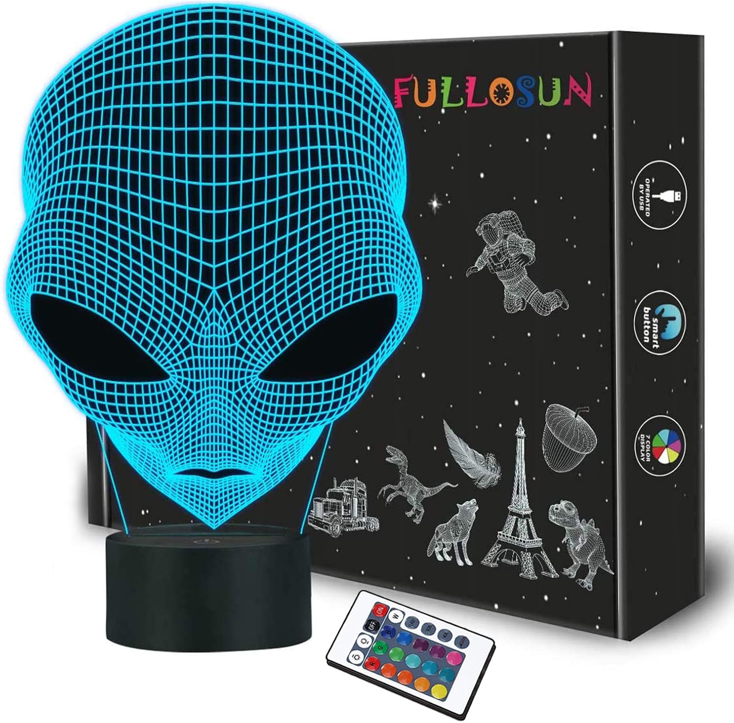 3D Alien Night Light Martian ET Projection LED Illustion Lamp for Kids ...