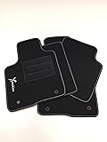 Tappeti Neri per Auto, set completo di Tappetini in Moquette su Misura con Ricamo a Filo Bianco ...