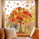 Amazon.com: Whaline 6 Sheets Fall Maple Leaves Window Clings ...
