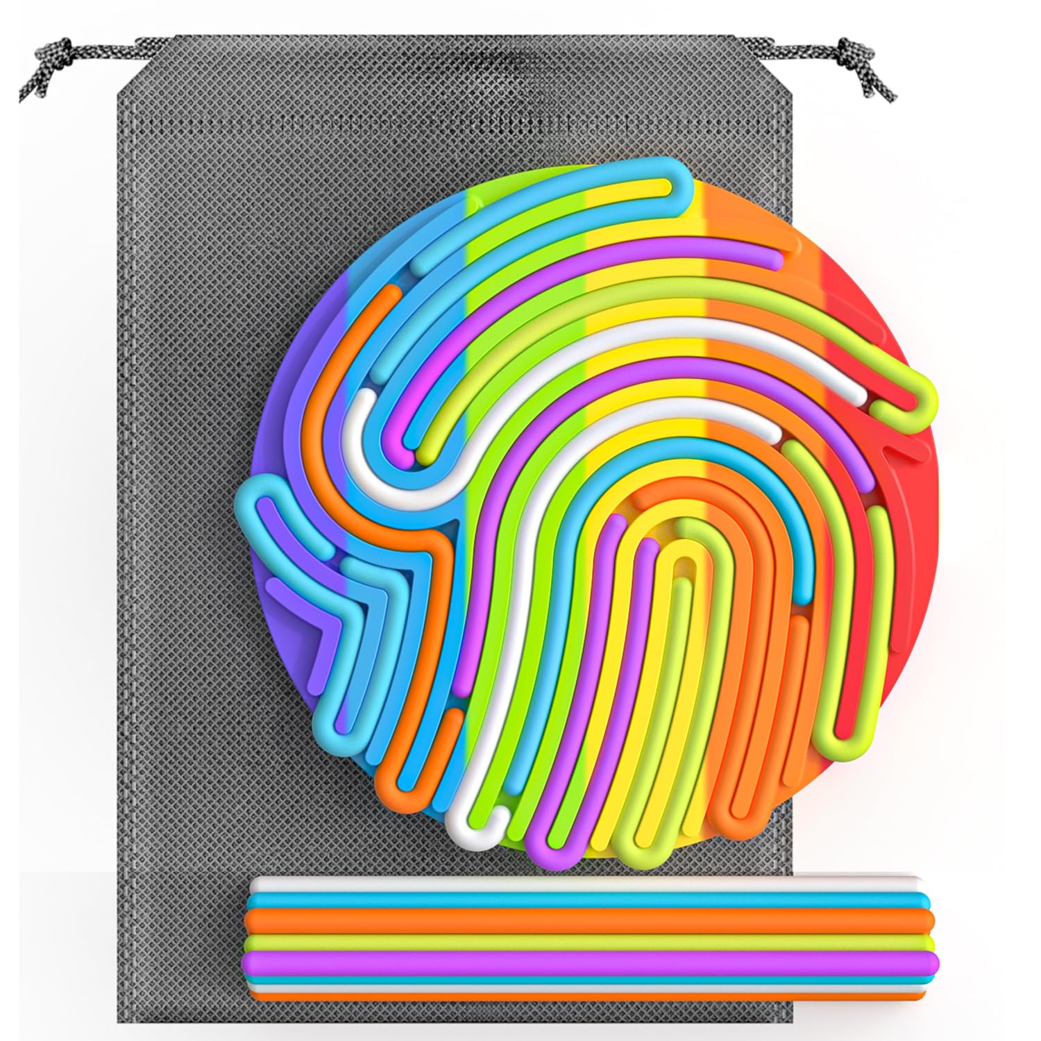 Sensory Activity Board Rainbow Color Silicone Fidget Toy for Calming ...