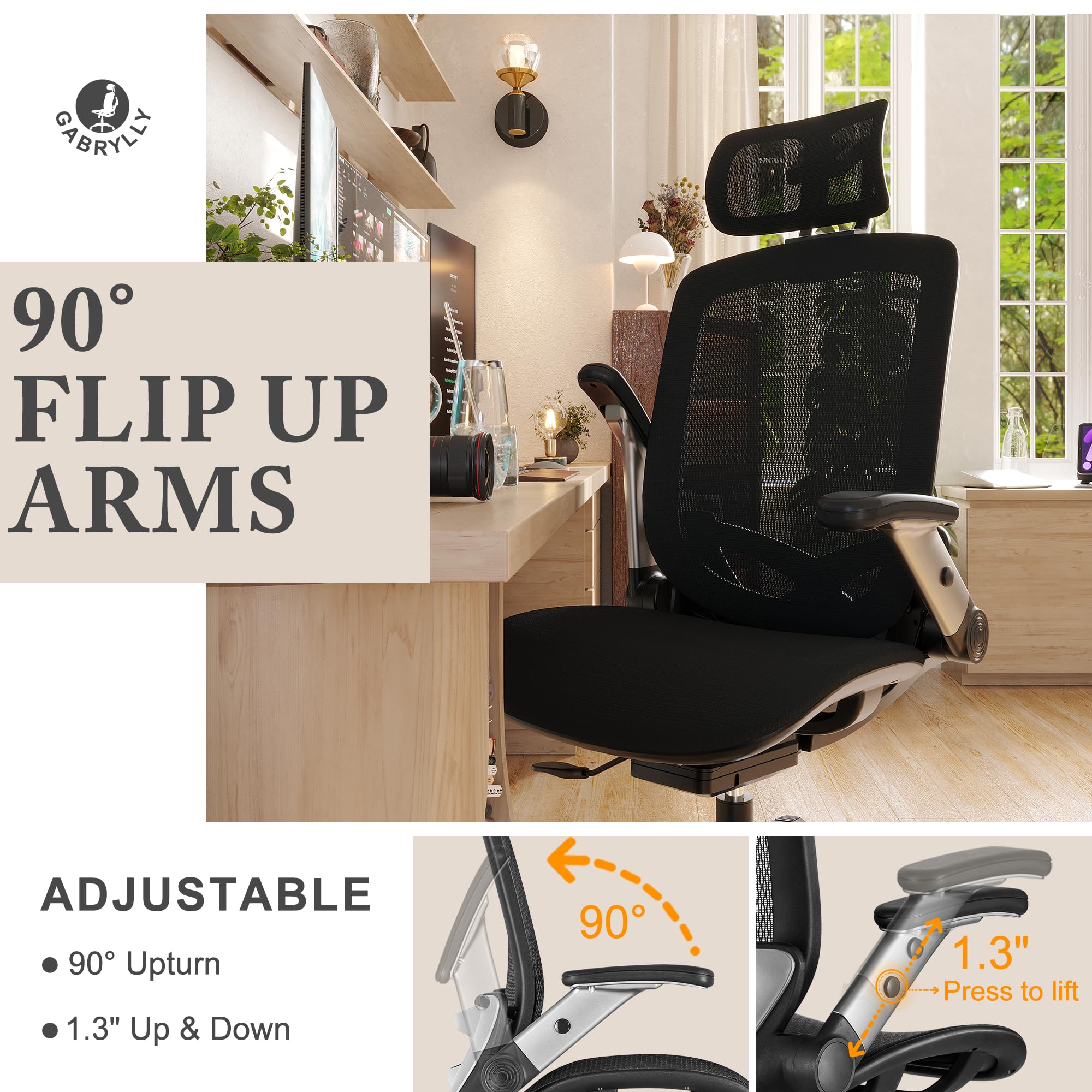 Mua GABRYLLY Ergonomic Office Mesh Chair, High-Back Desk Chair with ...