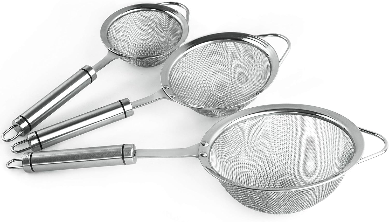 Lot de 3 passoires de cuisine en acier inoxydable avec support et ...